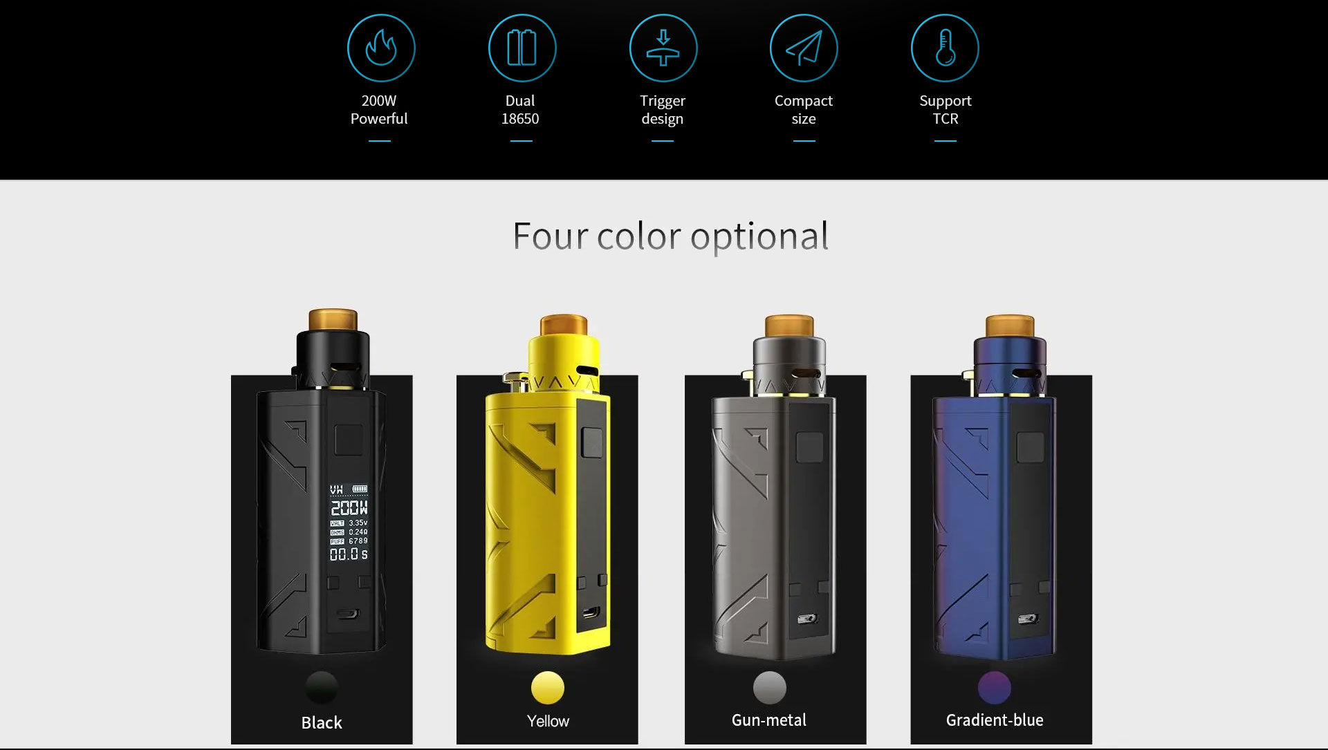 BATTLESTAR SQUONK 200W Vape Box Mod Kits-SMOANT